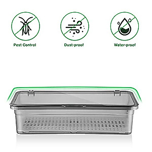 Tofficu Plastic Kitchen Cutlery Tray Flatware Tray Kitchen Drawer Organizer with Lid and Drainer Utensil Storage Container with Cover Proof Dinnerware Holder ( Grey )