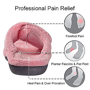 GRITHEIM Women's Orthotic Arch Support Slippers Fuzzy Adjustable Orthopedic Slippers for Plantar Fasciitis Furry Slide Slippers for Ladies pink 9