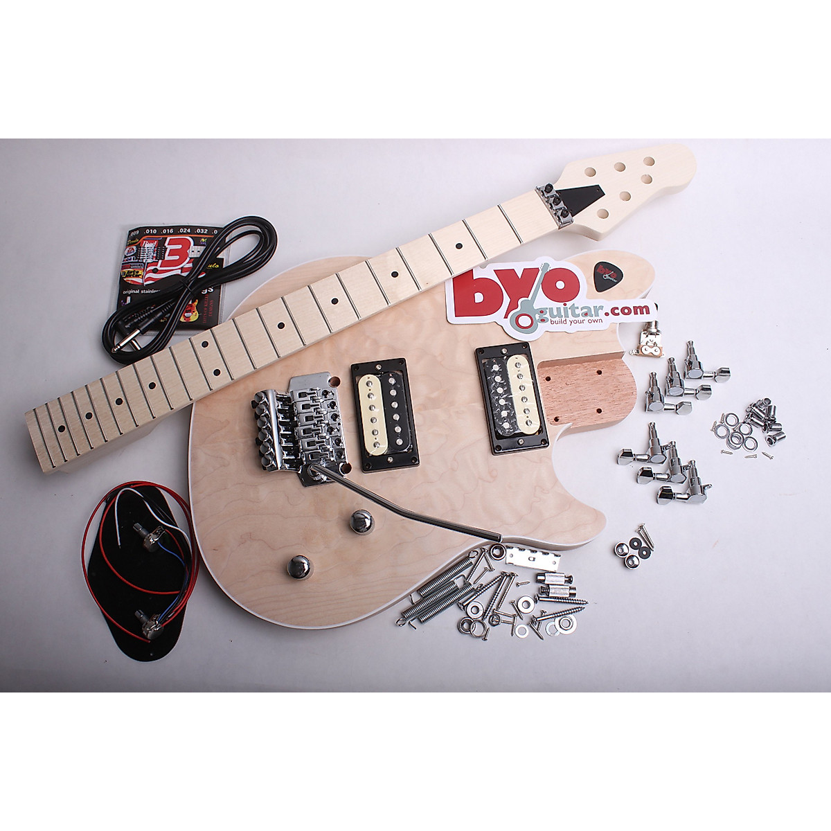 BYOGuitar Guitar Kit Quilt Top with Zebra Humbuckers