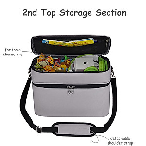 Bevegekos Storage Carrying Case Bag for Tonies/Storypods Accessories, for Tonie Characters, Charging Station & Headphone, Case Only (Large, Grey)