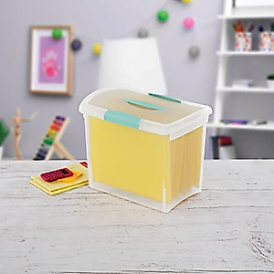 Sterilite 18768606 Large Nesting ShowOffs, Clear with Blue Aquarium Handle and Latches, 6-Pack