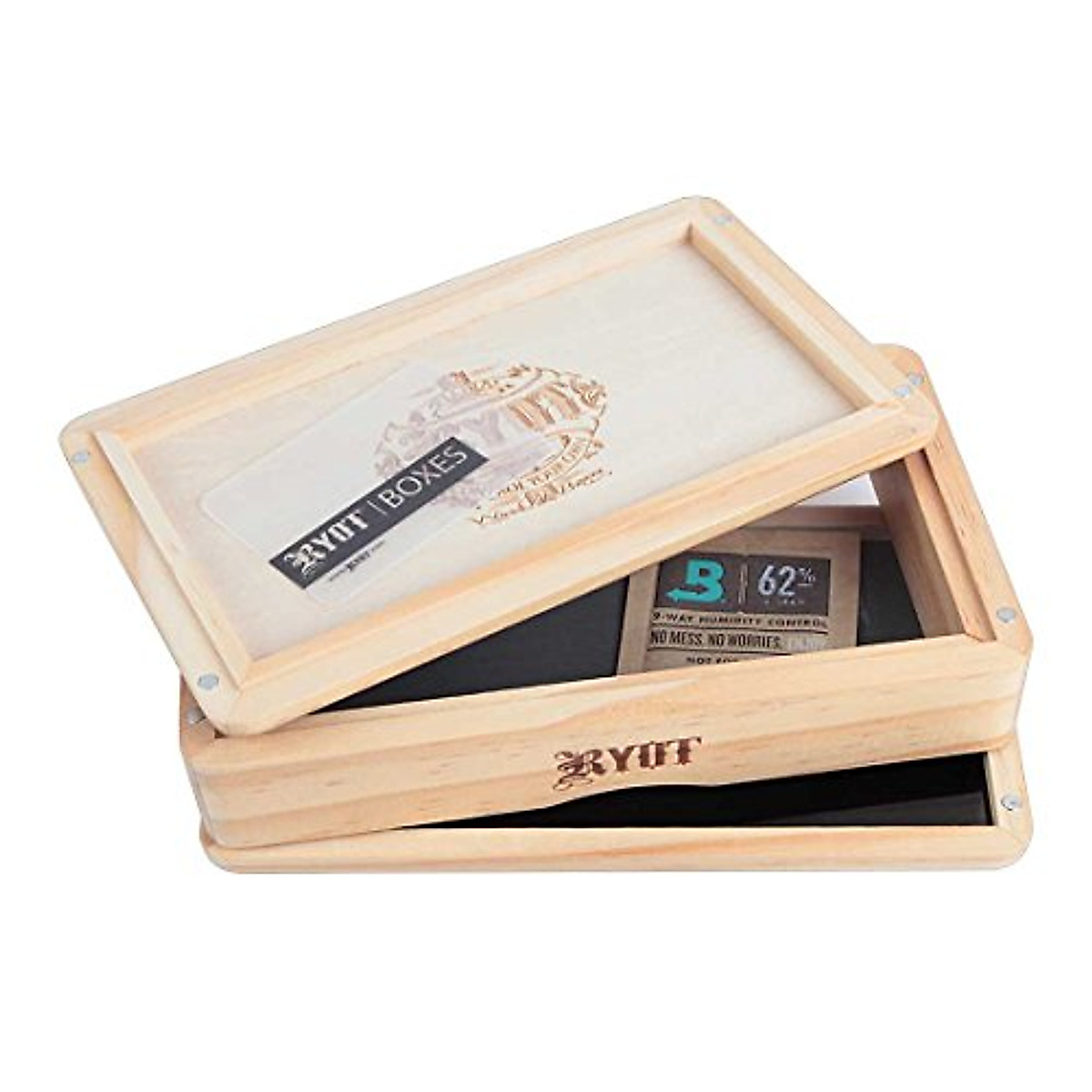 RYOT 4x7” Solid Top Box in Natural | Premium Wooden Box Perfect for Sifter - Monofilament Mesh Screen - Glass Base Tray - Prep Card - Pollen Catcher
