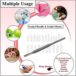 Scalpel Handle #3 Round Stainless Steel Knife, Blade Holder with Knurled Grip Fits Blades No 10-16 for Precise Cutting, Student Educational-Use Biology Labs, DIY Crafts, Model Making, Repairs + More