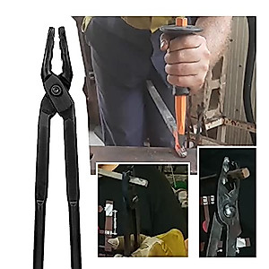 Beginner Blacksmith Starter Assembled Bladesmith Knife Making Tongs Anvil Vise Forge Wolf Jaw Tongs (15 in)