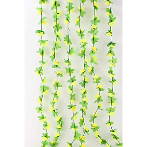 Charmly 6 Pcs 45 FT Artificial Little Rose Vine Fake Silk Flowers Garlands Hanging Rose Ivy Plants Home Hotel Office Wedding Party Garden Craft Art Décor Spring Yellow