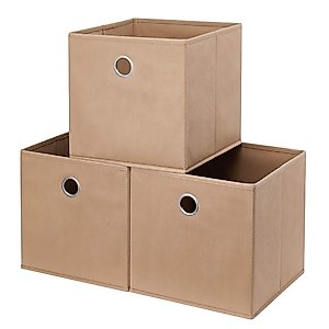 Brown Foldable Cube Organizer Storage Bins 11x11x11 In Fabric Cloth Storage Cubes Baskets Collapsible Cubbies Decorative Cube Storage Boxes Cubes Inserts Drawer for Cube Organizer Shelves ,QY-SC19-3