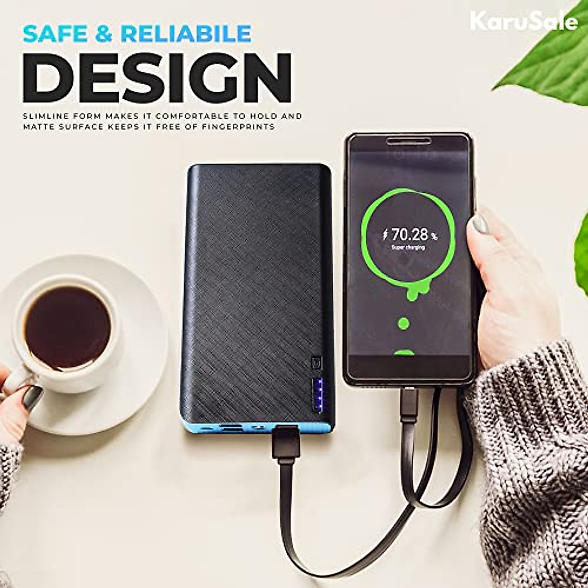 KaruSale 4 USB 50000mAh Power Bank LED External Backup Battery Charger F Phone (Blue)