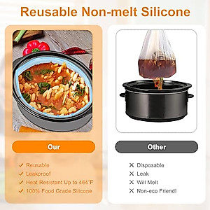 Ghojet Silicone Slow Cooker Liners Fits 6-10 QT Crock Pot Orange and Blue Silicone Crock Pot Liners Reusable Crock Pot Bags Liners for Round or Oval Pots Large Size Dishwasher Safe Leak-Proof Cooking