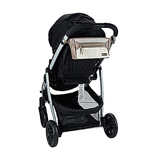 Itzy Ritzy Adjustable Stroller Caddy - Stroller Organizer Featuring Two Built-in Pockets, Front Zippered Pocket and Adjustable Straps to Fit Nearly Any Stroller, Vanilla Latte