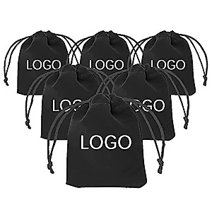 TOPTIE Custom 50 PCS Velvet Gift Wrap Bags with Drawstrings, 4"x6" Logo Print Jewelry Pouches for Wedding Favors