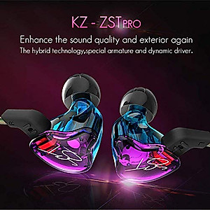 YINYOO Easy KZ ZST Colorful Hybrid Banlance Armature with Dynamic in-Ear Earphone 1BA+1DD HiFi Headset (Colorful ZST MIC)