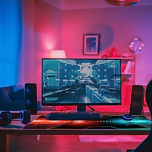 RGB Gaming Mouse Pad, DINKY Large Extended Soft Led Mouse Pad with 14 Lighting Modes, Water Resist Keyboard Pad, Computer Keyboard Mousepads Mat 35.4×15.8 inches-Cool Gaming