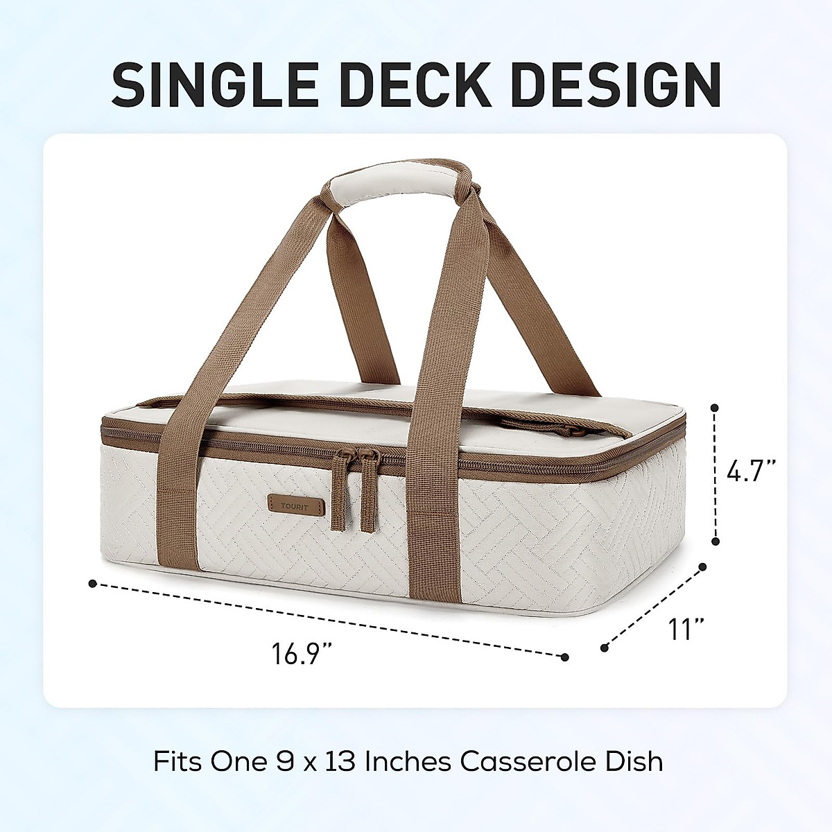 TOURIT Insulated Casserole Carrier for Hot or Cold Food Thermal Food Carrier for Picnic Cookouts Potluck Parties Fits 9" x 13" Baking Dish