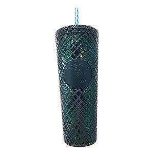 Starbucks Emerald Green Jeweled Tumbler Cold Cup 24oz Tumbler with Straw
