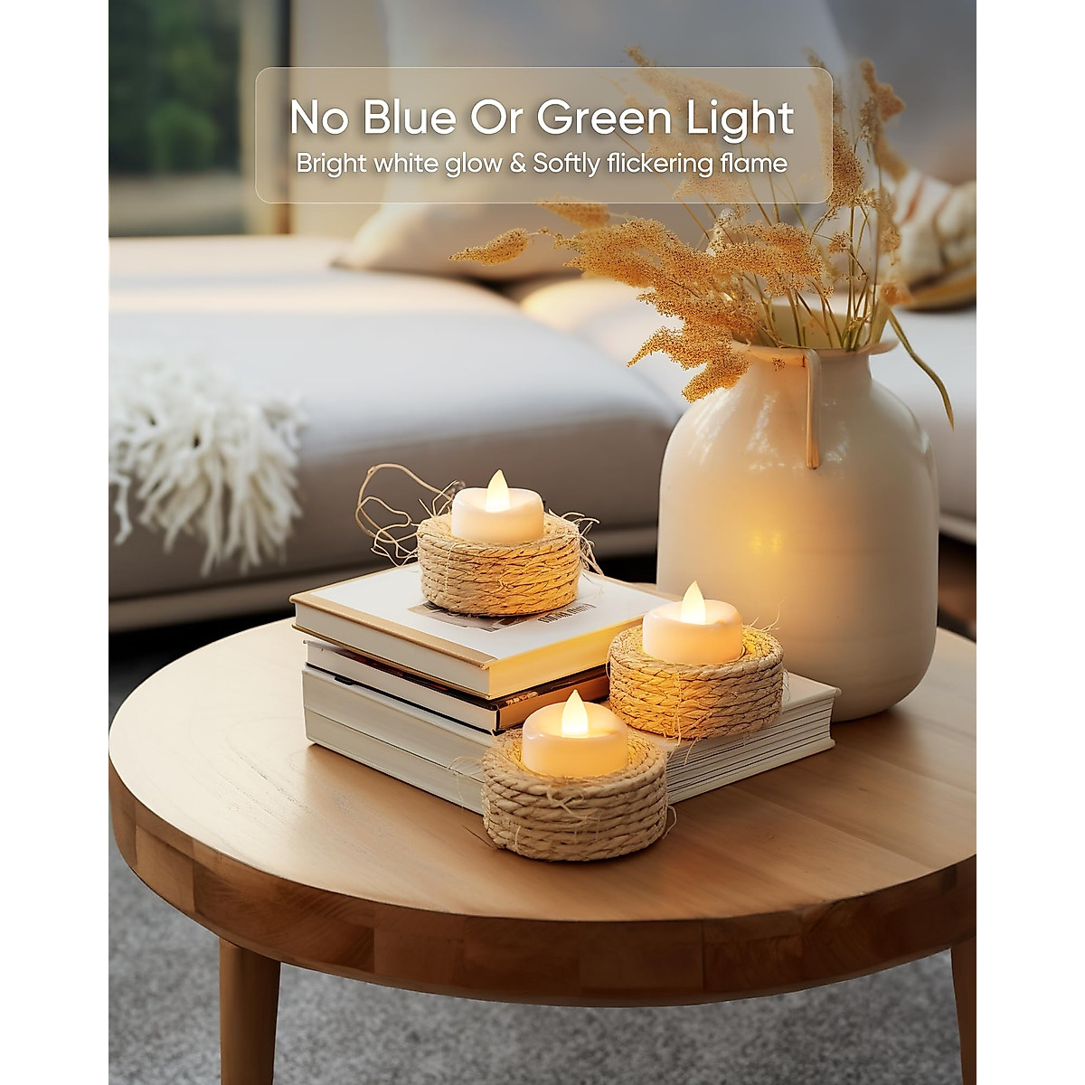 merrynights LED Candles, Tea Lights Candles Battery Operated Bulk, 24-Pack Long-Lasting 200 Hours Flameless Tealight Candles, Realistic Tea Lights for Halloween Christmas Wedding, 1.5'' D X 1.25'' H