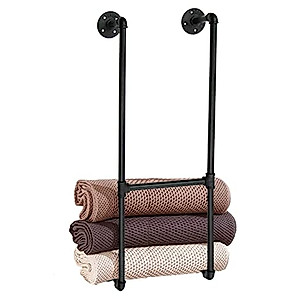 Bathroom Towel Rack, Wall Mounted Industrial Pipe Organizer Holder, Bath Hand Towel Washclothese Storage Holder, RV Camper Organizer Shelf