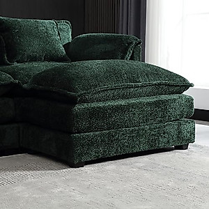 Eafurn L Shaped Convertible Modular Sectional Sofa with Reversible Chaise, 4 Seater Chenille Upholstered Comfy Corner Sofa&Couches with Solid Wood Legs for Living Room Furniture Sets