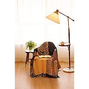 Knit Woven Super Soft Chenille Throw Blanket with Tassels Bohemian Throw Covers Large Couch Furniture Sofa Chair Loveseat Recliner Over Sized Cover (Flower, L (87" x 102"))