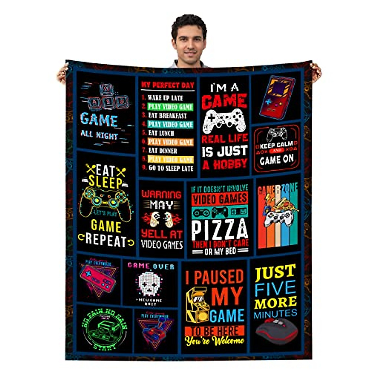RIEDIOVS Gaming Gifts for Men Boys Boyfriend-Gamer Gifts for Teen Boys-Gaming Blanket 60" x 50" Ideas Gamer Gifts for Game Lovers Men Boys -1