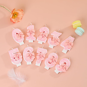 PHD CAKE 2.76 Inch Number 1 Pink Bowknot Birthday Candles, Cute Themed Number Candles, Party Celebration