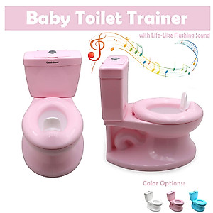 HTTMT- Classic Portable Pink Realistic Toddler Potty Training Toilet w/Flushing Sound Baby Chair Seat Kid [P/N: ET-BABY004-PINK]