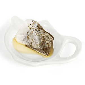 Elsjoy Set of 12 Teapot Shaped Tea Bag Holder, Ceramic Tea Bag Coaster for Used Tea Bag, Cute Tea Bag Dish Saucer Teabag Caddy Holder Set for Organizing Tea Time