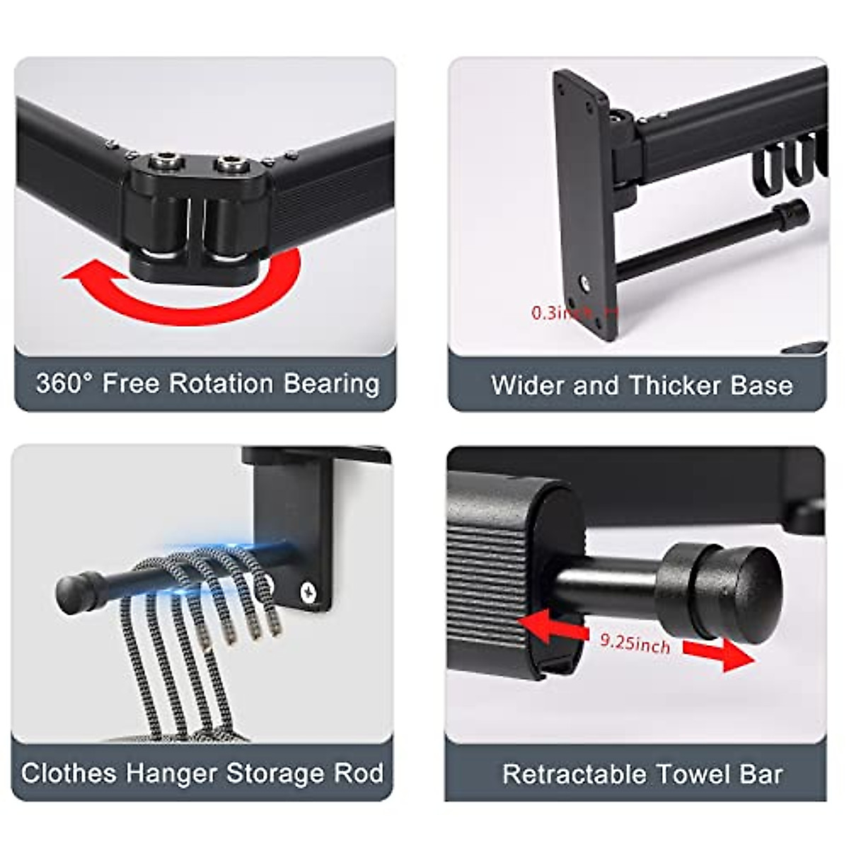 SUTINE Wall Mounted Clothes Drying Rack Folding Indoor, Collapsible Laundry Drying Rack Space-Saver, Heavy Duty Drying Rack Clothing with Hanger Storage Bar for Balcony, Bathroom, Bedroom