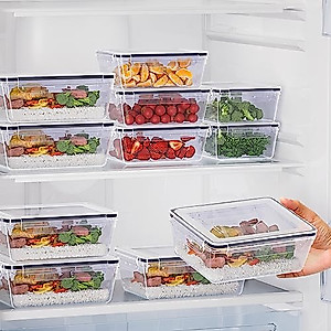 24 PCS Larger Food Storage Containers with Lids, Microwave Safe Meal Prep Containers, Airtight Bento Boxes Lunch Containers, BPA Free & Dishwasher Safe Kitchen Organization Plastic Storage Containers for Food (12 Containers and 12 Lids)