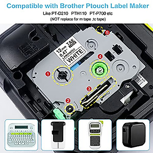 Compatible Label Tape Replacement for Brother TZe-231 P Touch Label Maker Tape 12mm 0.47" Laminated White TZ-231 Tze231 for P Touch PTD210 PTH110 PTD400 PTD600,Black on White,3-Pack