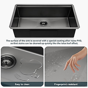 33 Kitchen Sink Black Stainless - Lordear 33 Inch Undermount Sink Ledge Workstation Gunmetal Black Stainless Steel 16 Gauge Single Bowl Under Counter Kitchen Sink Basin with Accessories