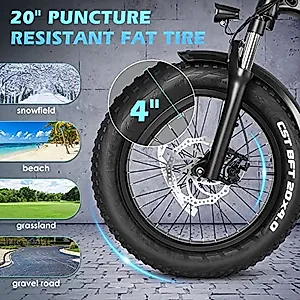 Zacro Fat Tire Folding Electric Bike for Adults, Upgraded 500W Ebike with 48V 15Ah Samsung Battery, IPX4 Waterproof 20MPH 20” Bicycle with Dual Shock Absorber for Mountain Commuter