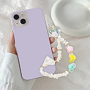 Mobile Phone Lanyard Pearl Beaded Phone Chain Transparent Heart Decor Phone Charm Universal Phone Lanyard Wrist Strap Anti Lost Phone Charm Strap Keychain Wallet Decoration Pendant for Women Girls
