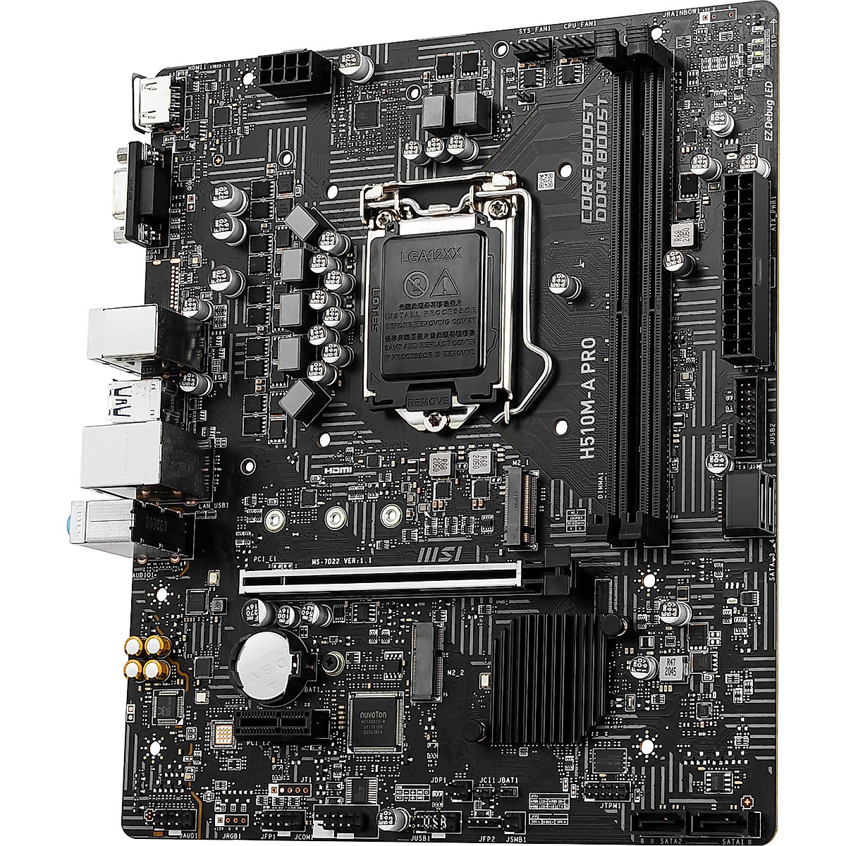 MSI H510M-A PRO ProSeries Motherboard (mATX, 11th/10th Gen Intel Core, LGA 1200 Socket, DDR4, PCIe 4, M.2 Slot, USB 3.2 Gen 1, 2.5G LAN, D-SUB/HDMI)
