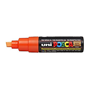 Uni Posca Marker PC-85F(63834) Paint Glass Pen Broad Chisel Tip 8.m Fluorescent Orange