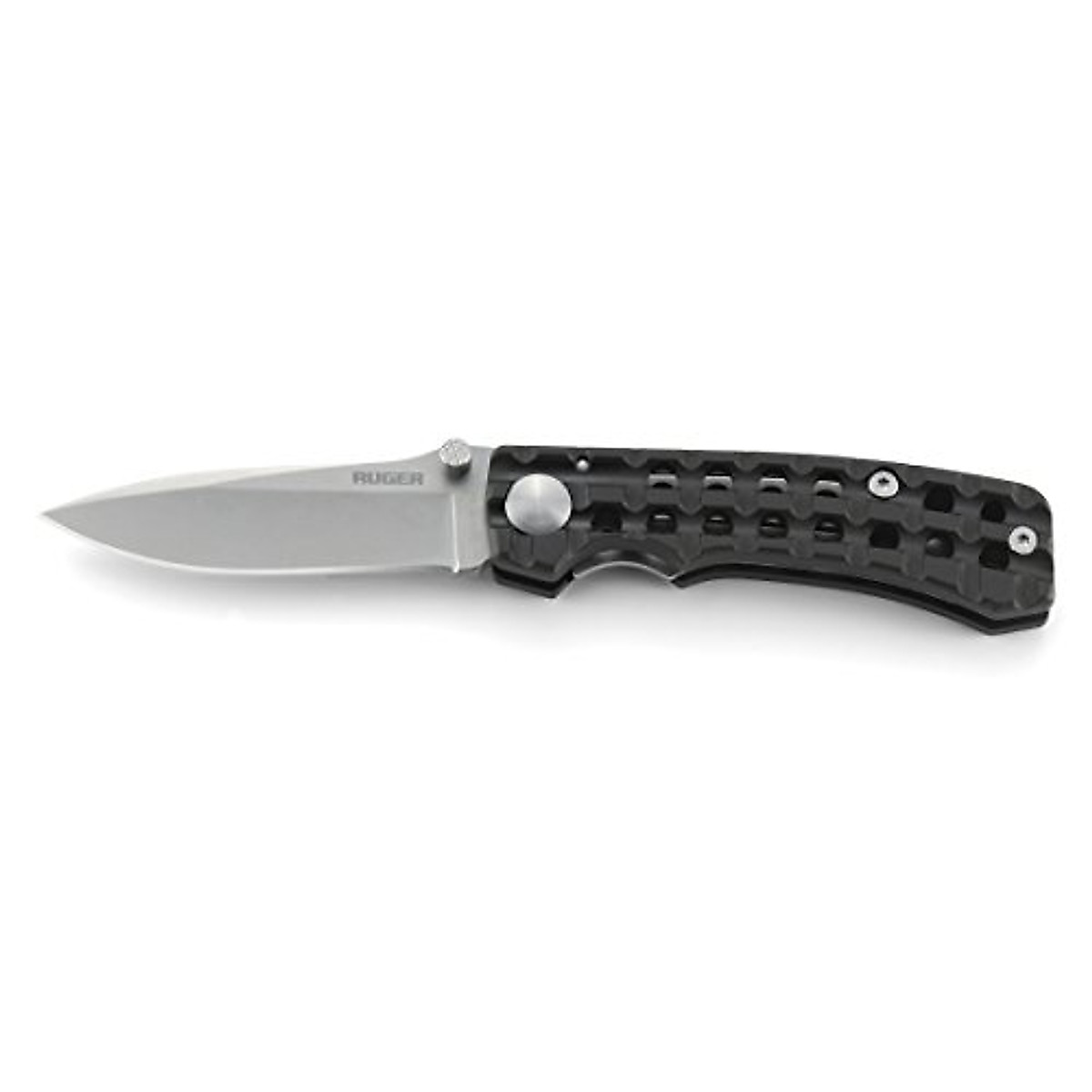 CRKT Ruger Go-N-Heavy Compact EDC Folding Knife with Sheath: Heavy Duty Outdoor, Everyday Carry, Plain Edge Blade, Thumb Stud, Liner Lock, Aluminum Handle, Nylon Sheath R1803