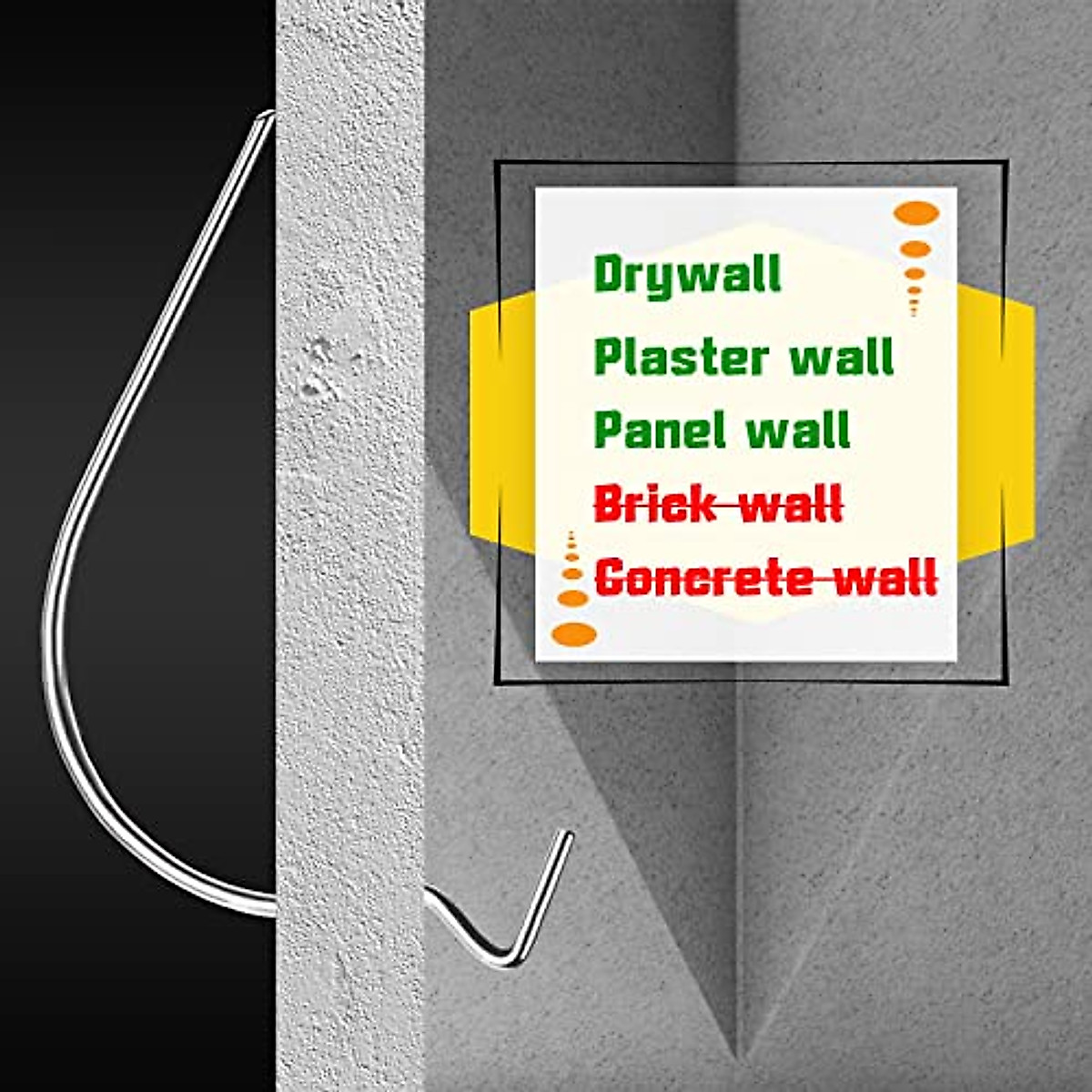 20 Pieces Stainless Steel Picture Hangers Super Hooks, Picture Drywall Hanging Hooks, PinCute Hercules Hooks Hangers Holds Up to 100 lbs, Hang Art, Clock, Shelves, Frames, or Planters (20)