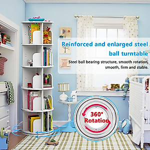 Rotating Bookshelf, Wood Bookshelf Corner Bookshelf, 360 Display 5 Tier Spinning Bookshelf Tower Lazy Susan, Tall Bookcase Storage Rack for Kids&Adults, Revolving Bookcase Book Shelf for Bedroom