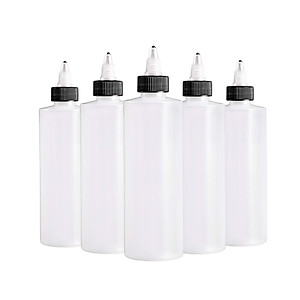 ljdeals 8 oz Plastic Squeeze Bottles, Natural Cylinder Bottles with Twist Caps, Pack of 6, BPA Free, Made in USA