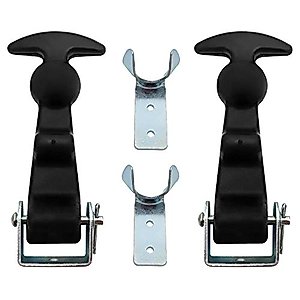 QWORK 2Packs 4.7 inch T-Handle Draw Latches with Brackets, Rubber Flexible Hood Catch t-Handle Hasp, for Tool Box, Hood, Vehicle Engine