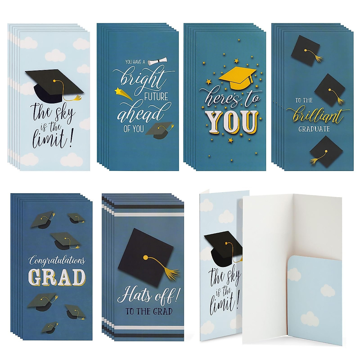 Best Paper Greetings 36 Pack Blank Graduation Thank You Cards with Envelopes, 6 Various Designs (4 x 7 In)