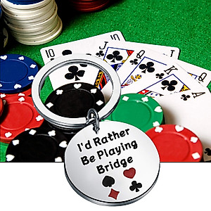LQRI Bridge Gift Bridge Player Gift Bridge Athletes Gift I’d Rather Be Playing Bridge Keychain Bridge Lover Gift (K bridge)