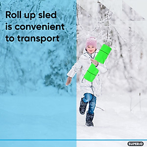 Superio Snow Slider Mat, Flexible Snow Sled Flying Carpet, Roll up Sleds for Kids and Adults 36" and 54" Lightweight Plastic Snowboard Sled (Green)