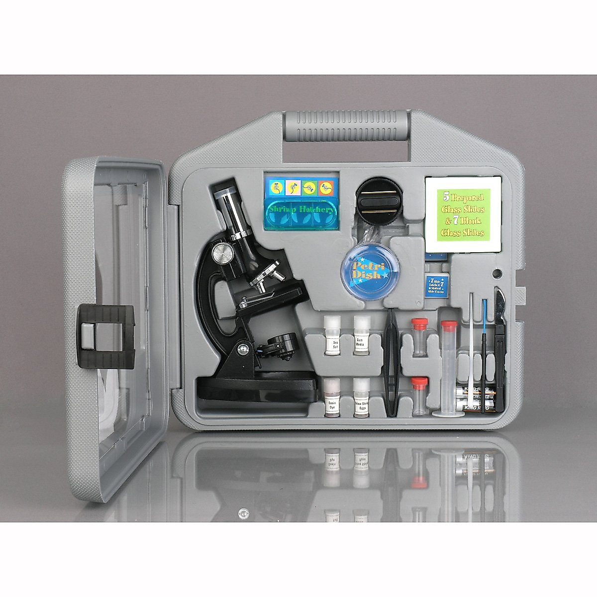AmScope - 120X-1200X Kids 52 pc Microscope Science Kit + World of The Microscope Book - M30-ABS-KT2-WM - Black