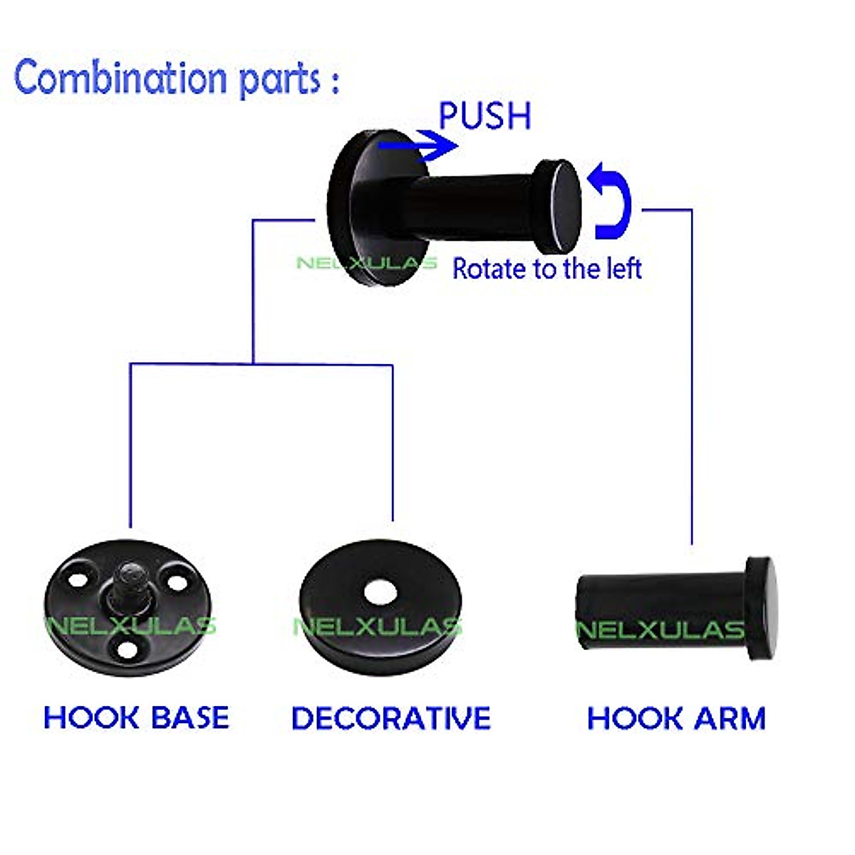 NELXULAS Classic Black Stainless Steel Single Super Heavy Duty Wall Mount Hook, Bath Towel Hooks, Coat Hanger (2", 6 PCS)