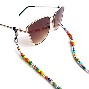 DECKER Colorful Bead Women’s eyeglass chain eyewear retainer Mask Holder Reading glass Necklace Lanyard (Rainbow Beads)