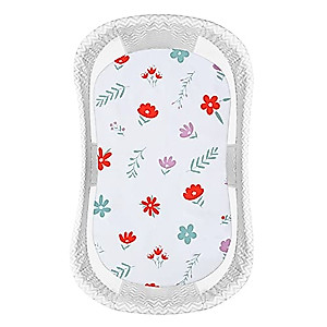 Bassinet Sheet Floral, 33" X 17" Flexible for Different Cradle and Bassinet Mattress, Soft Breathable Universal Sheet for Rectangle, Oval, Hourglass Bassinet Mattress