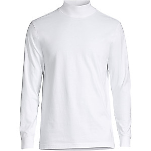Lands' End Mens Long Sleeve Super-T Mockneck White Regular Medium