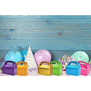 The Dreidel Company Gable Treat Boxes, Goodies Favor Gift-Box for Kids Birthday Party Favors, Weddings Events, Baby Shower, 6.25" x 3.5" x 3.5" Inch Box (Blue Treat Box, 12-Pack)