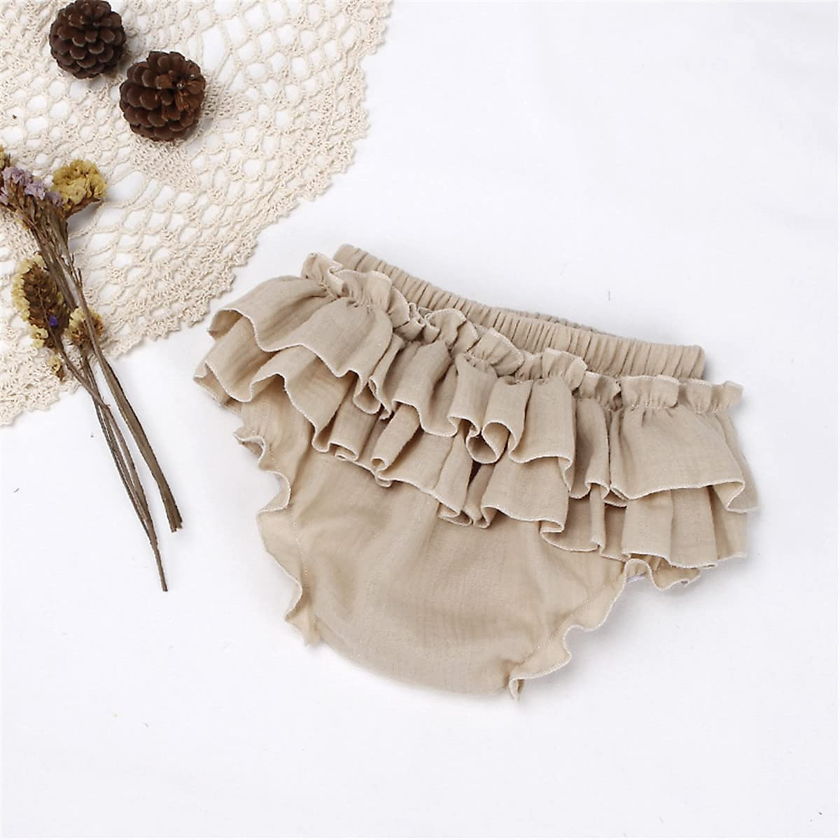 JELEUON 3 Pack of Little Baby Girls Boys Cotton Linen Blend Cute Bloomer Shorts 18-24 M