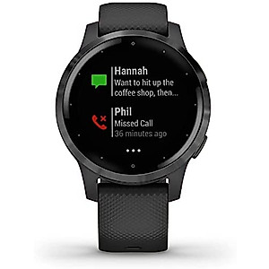 Garmin 010-N2172-11 Vivoactive 4S GPS Smartwatch, Slate Stainless Steel Bezel with Black Case and Silicone Band (Renewed)